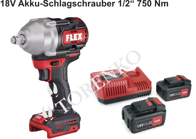 torenko.ch - Flex 18V Akku-Schlagschrauber SET 1/2" 750 Nm